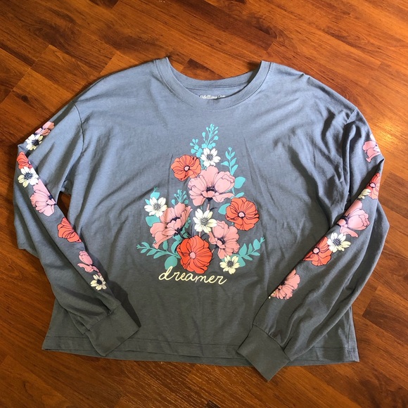 Rebellious One | Tops | Rebellious One Long Sleeve Tee Blue Color With ...